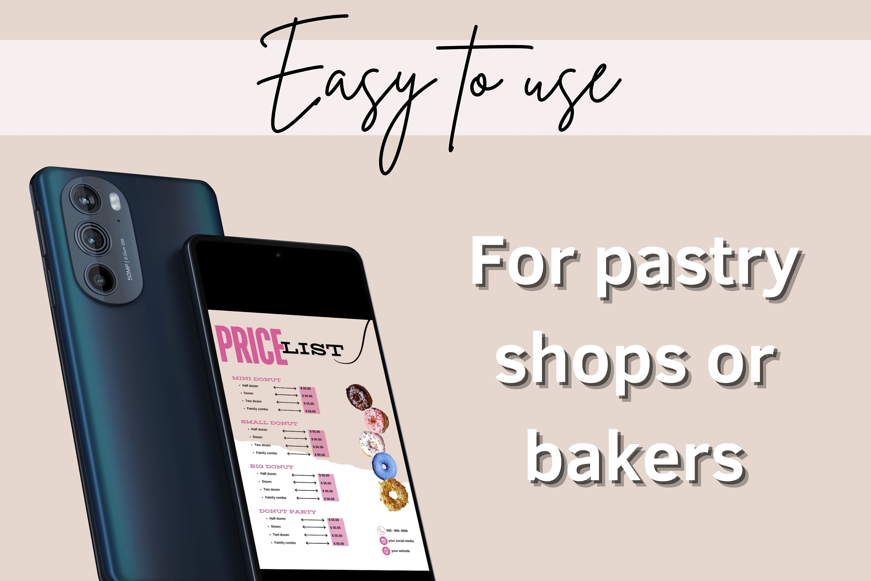 Editable Price Menu | Bakery Price List | Pastry Price List | Cake and ...