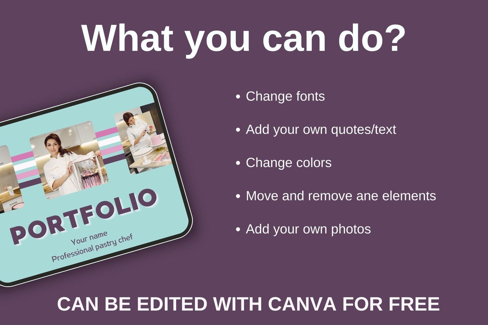 Professional Pastry Chef Portfolio Template | Portfolio Template Canva ...