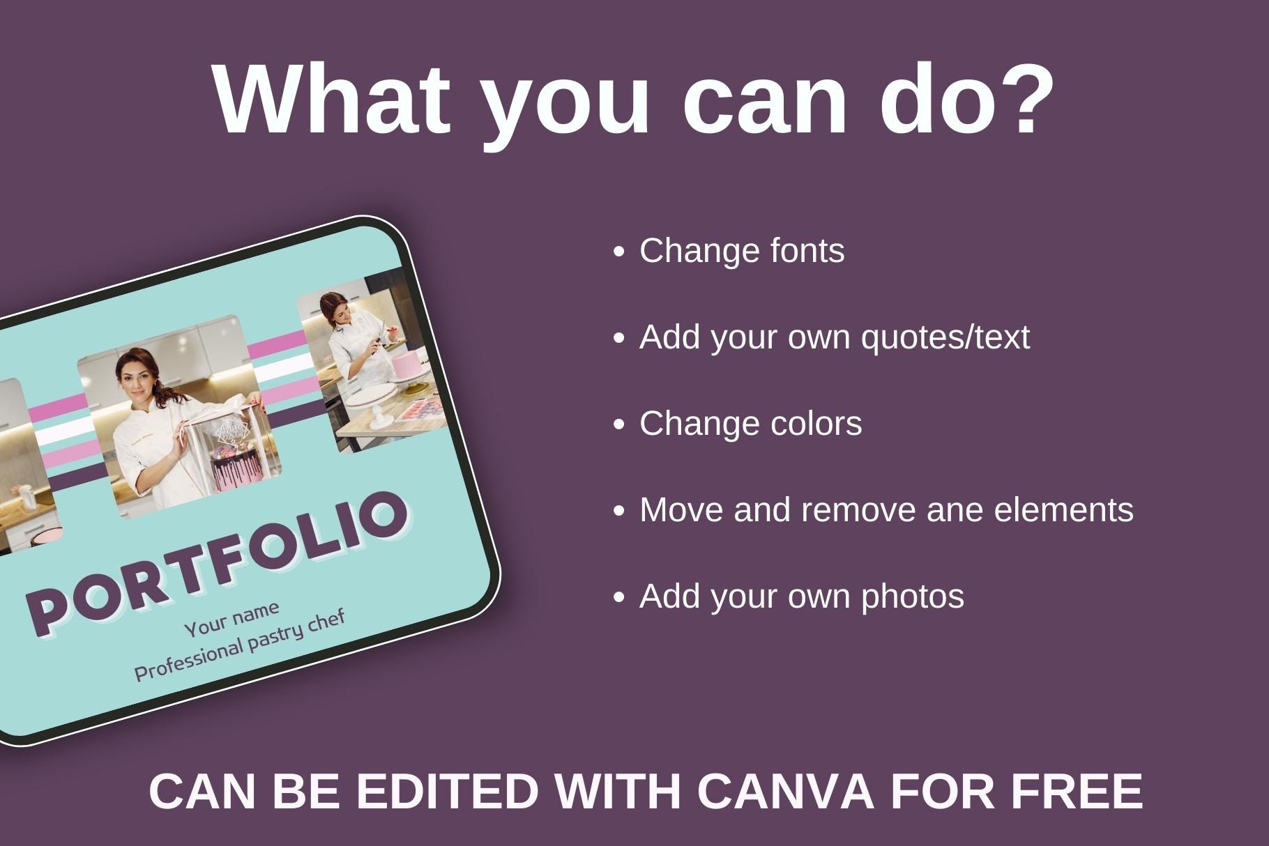 Professional Pastry Chef Portfolio Template | Portfolio Template Canva ...