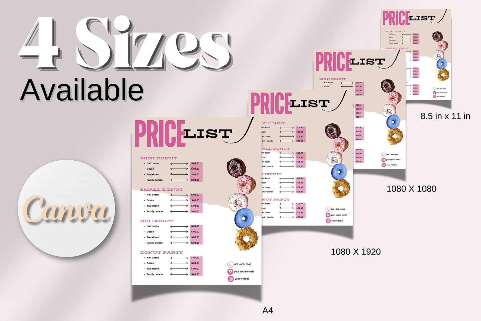 Editable Price Menu | Bakery Price List | Pastry Price List | Cake and ...