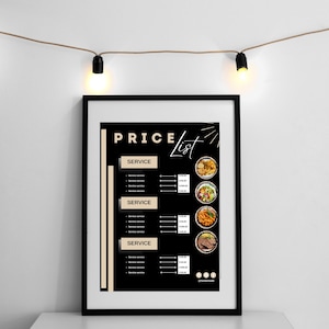 Editable Restaurant Price List Template, Menu Price List, Customizable ...