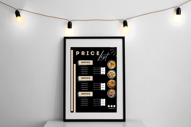 Editable Restaurant Price List Template, Menu Price List, Customizable ...