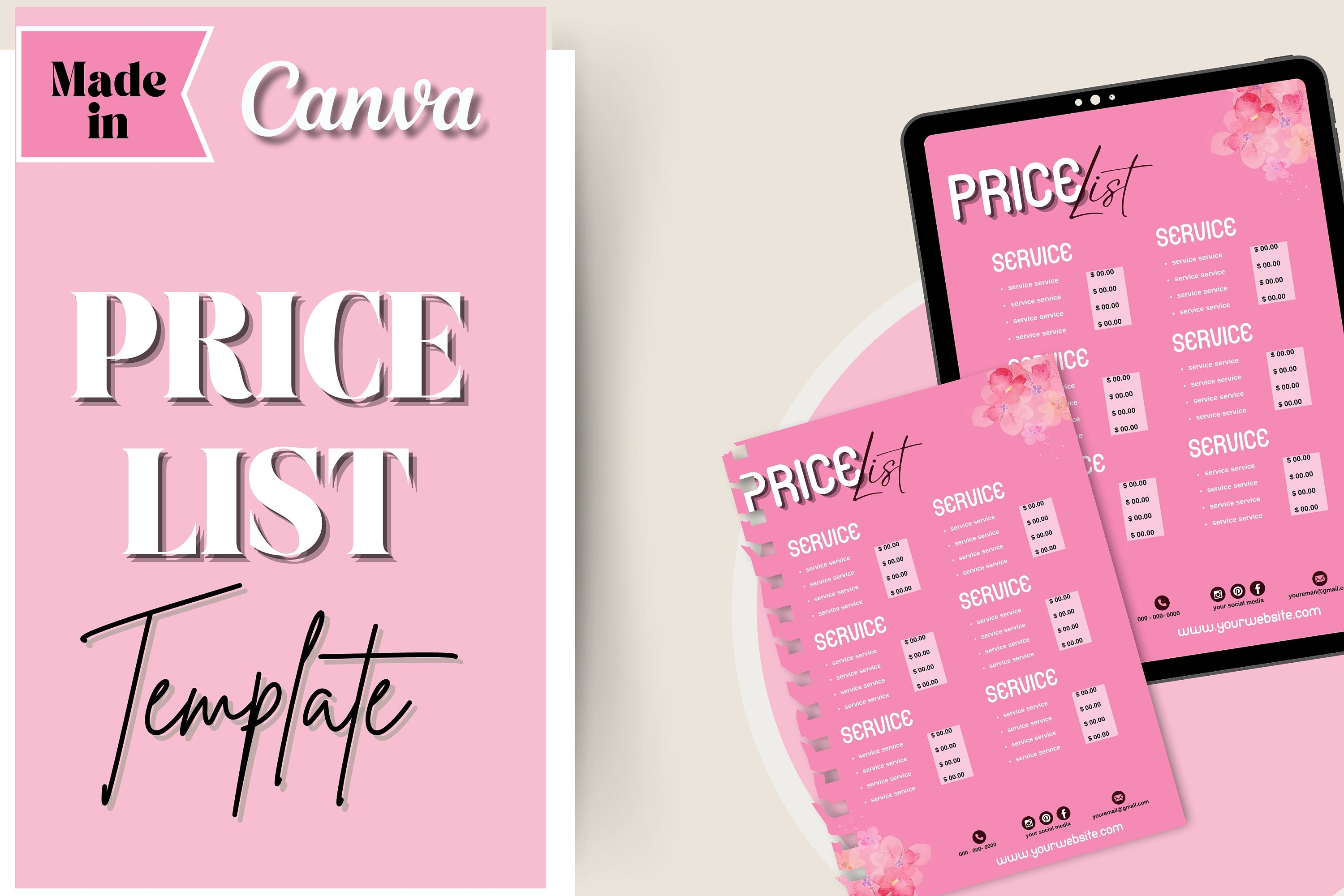 Editable Pastry and Bakery Price List Template in Canva, Pastry Product ...
