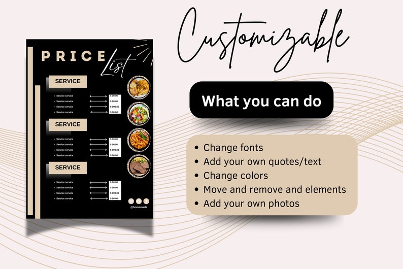Editable Restaurant Price List Template, Menu Price List, Customizable ...