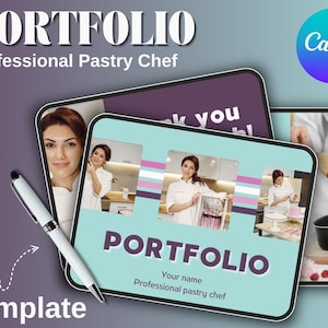 Professional Pastry Chef Portfolio Template | Portfolio Template Canva ...
