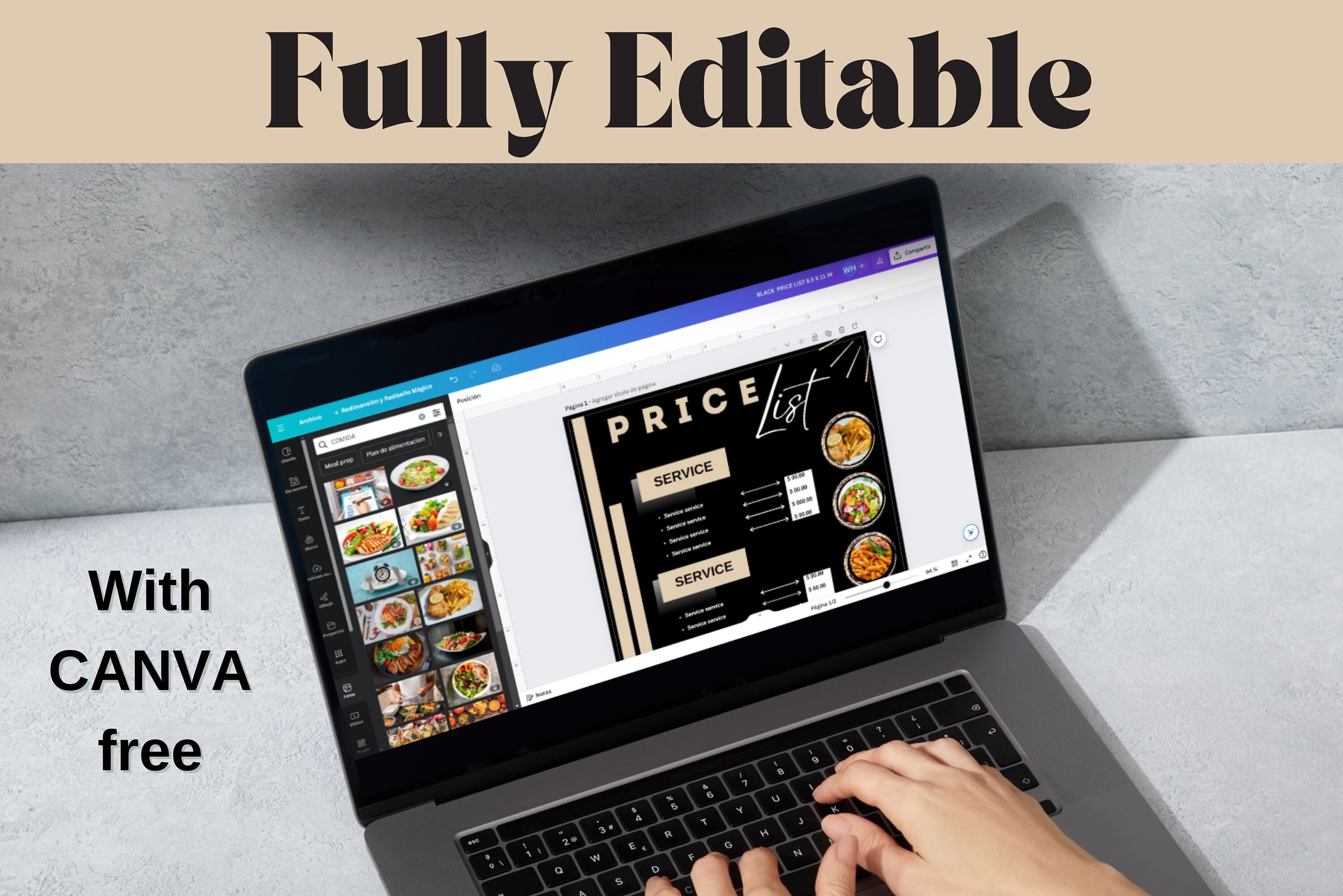 Editable Restaurant Price List Template, Menu Price List, Customizable ...