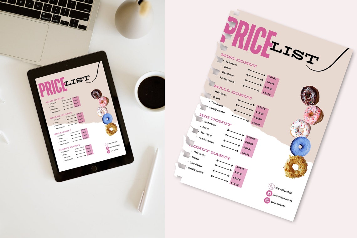 Editable Price Menu | Bakery Price List | Pastry Price List | Cake and ...