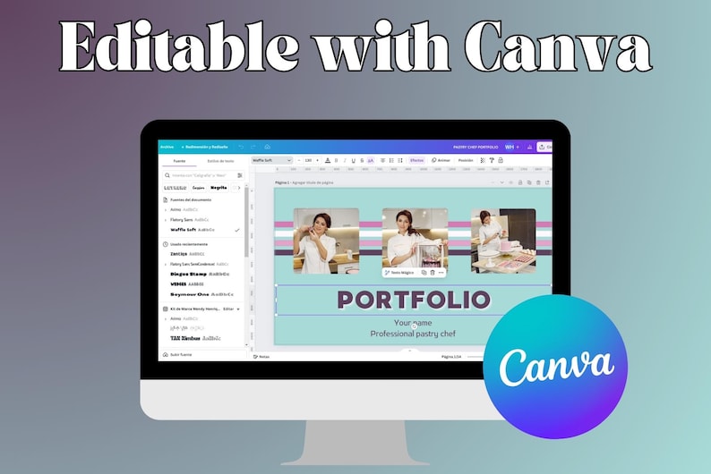Professional Pastry Chef Portfolio Template | Portfolio Template Canva ...