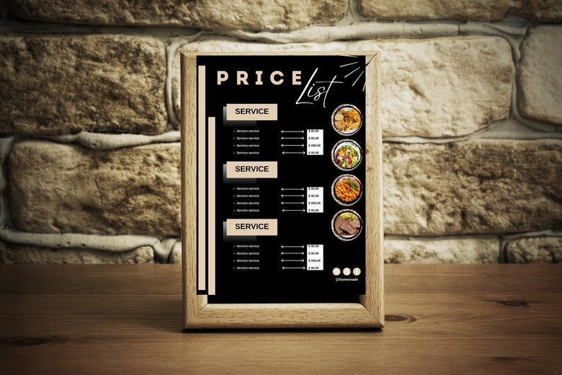 Editable Restaurant Price List Template, Menu Price List, Customizable ...