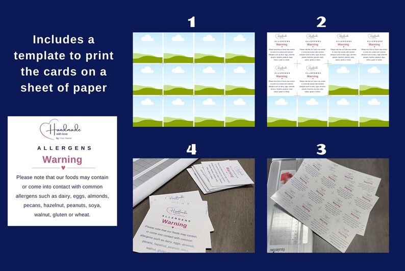 Editable Allergen Cards, Food Allergies Cards, Free Canva Template ...