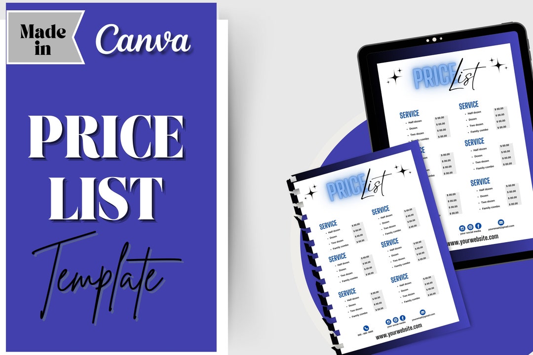 Boost Your Business! Editable Digital Price List Template. Easily ...