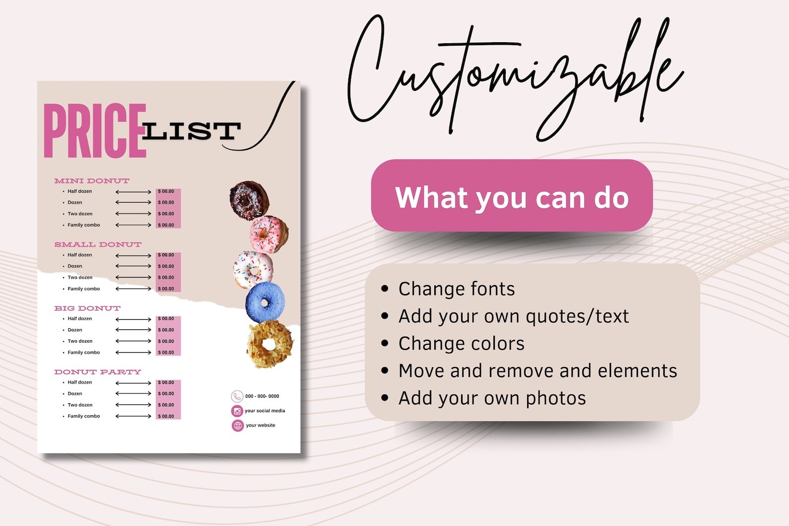 Editable Price Menu | Bakery Price List | Pastry Price List | Cake and ...