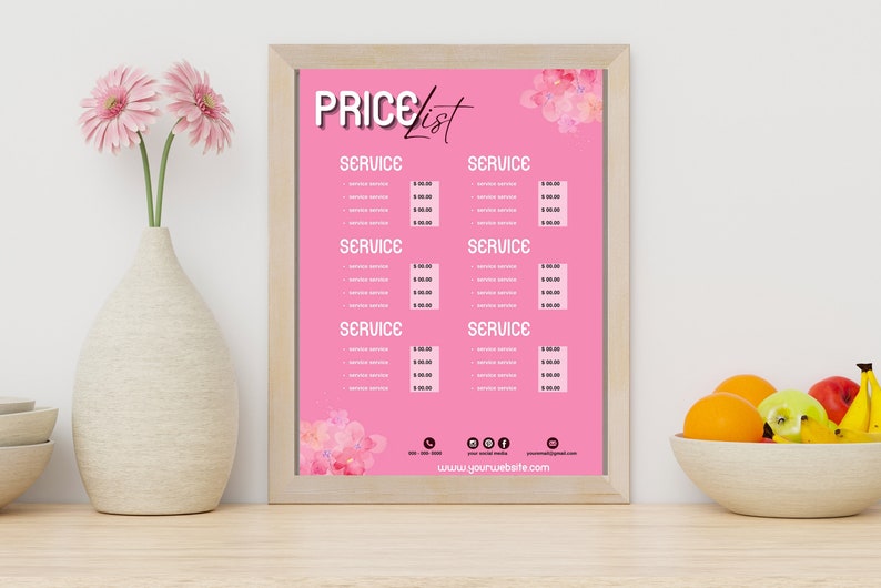 Editable Pastry and Bakery Price List Template in Canva, Pastry Product ...