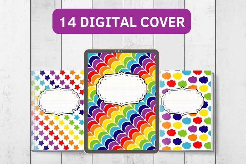 Editable School Binder Cover / Spine / Rainbow Colors Ring Notebook ...