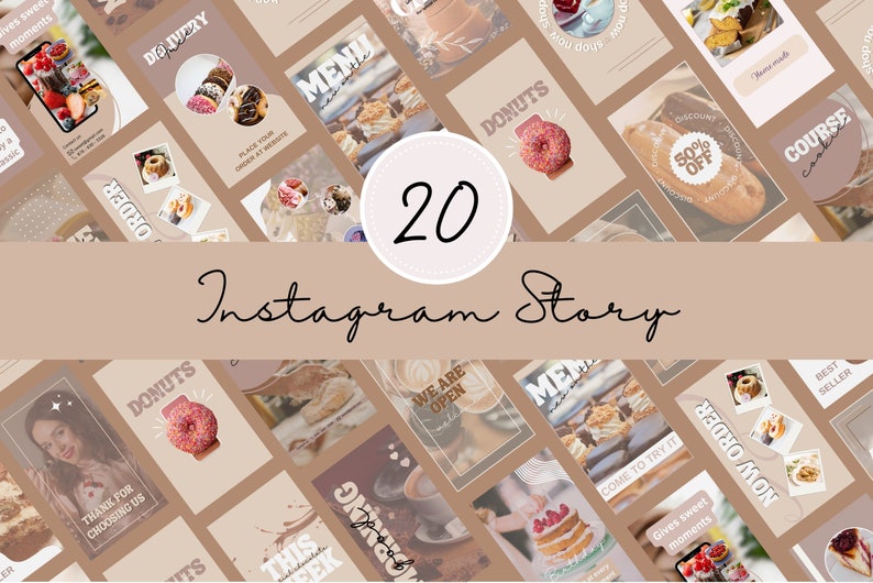 Bakery Instagram Templates Beige: Post, Story, Covers, Pastry Theme ...