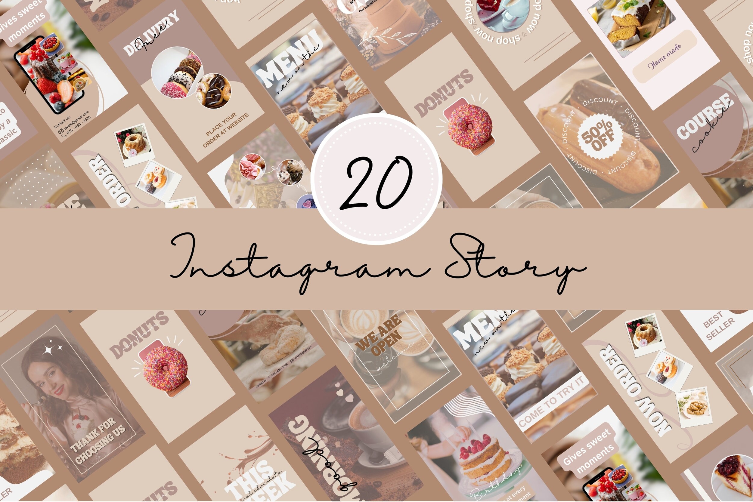 Bakery Instagram Templates Beige: Post, Story, Covers, Pastry Theme ...