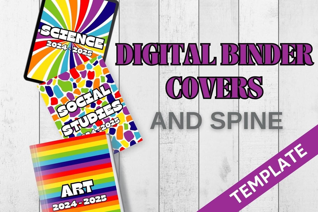Editable School Binder Cover / Spine / Rainbow Colors Ring Notebook ...
