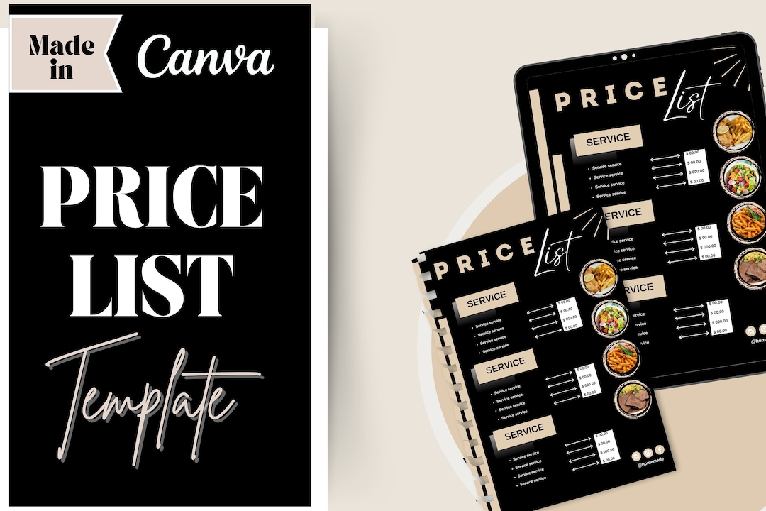 Editable Restaurant Price List Template, Menu Price List, Customizable ...