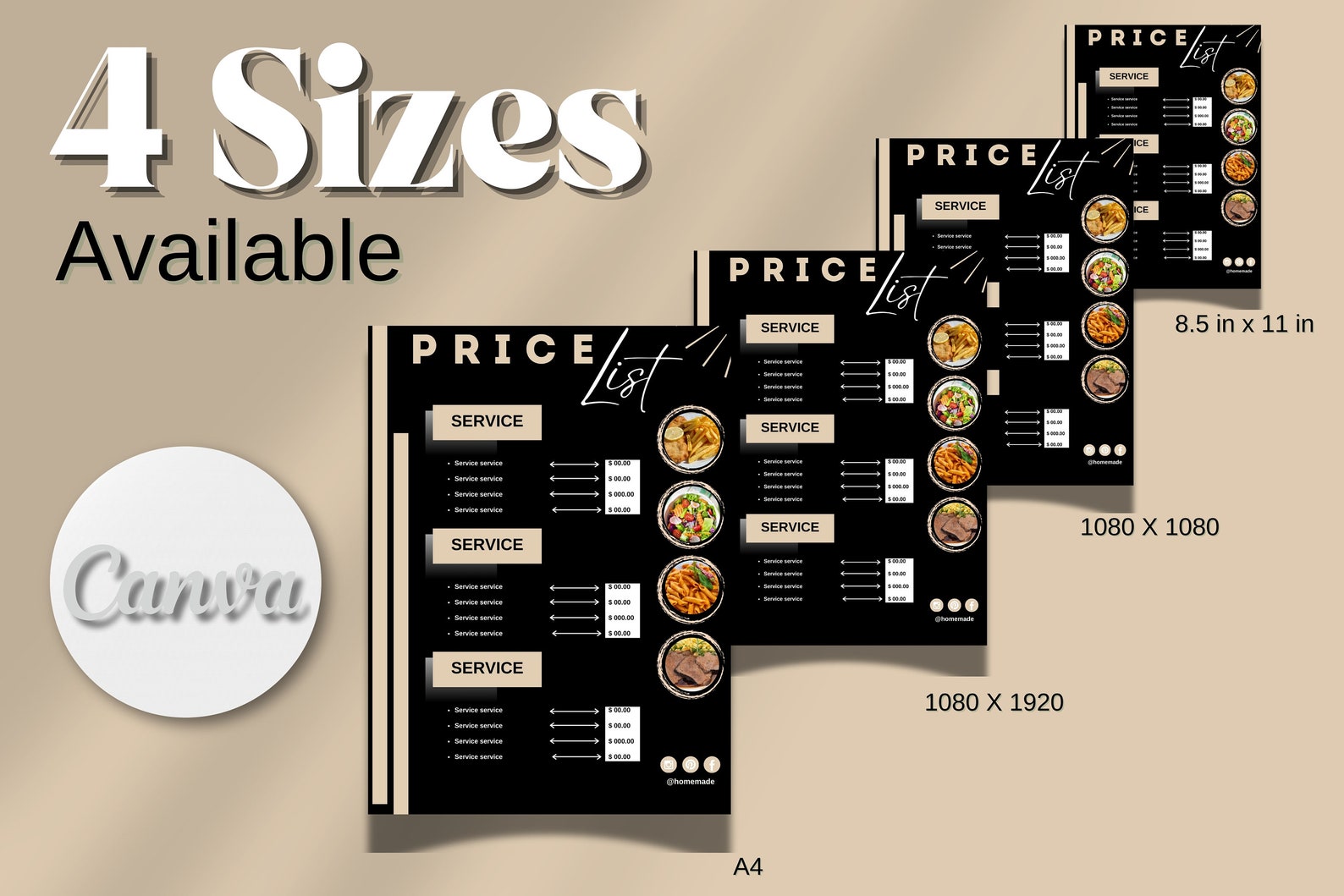 Editable Restaurant Price List Template, Menu Price List, Customizable ...
