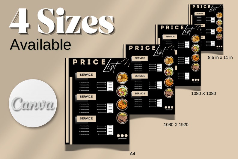 Editable Restaurant Price List Template, Menu Price List, Customizable ...