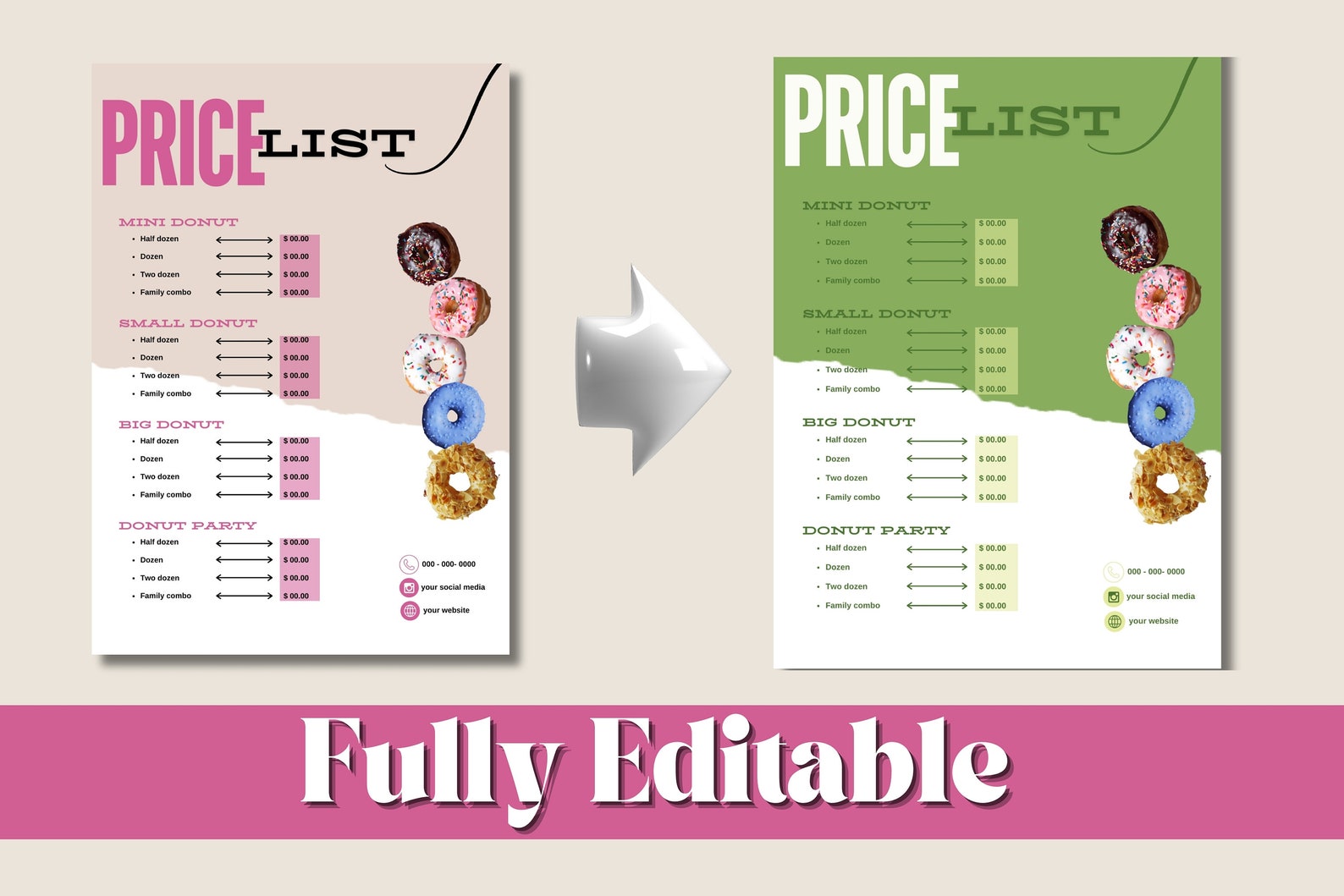 Editable Price Menu | Bakery Price List | Pastry Price List | Cake and ...