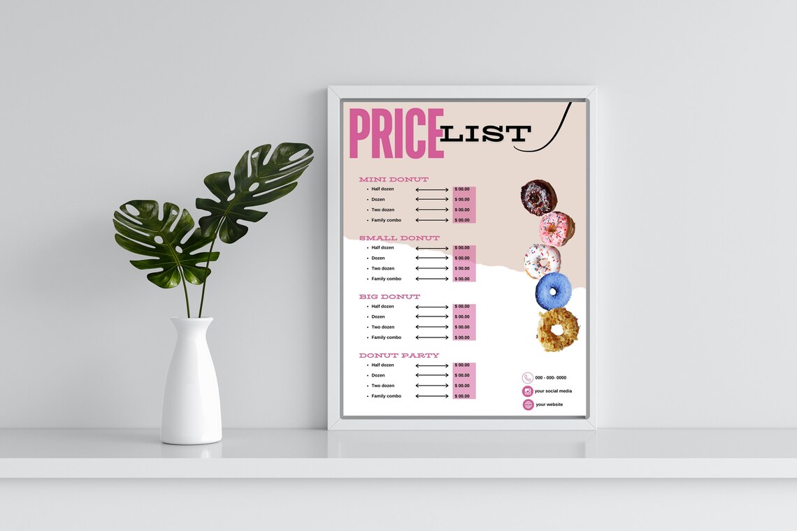 Editable Price Menu | Bakery Price List | Pastry Price List | Cake and ...