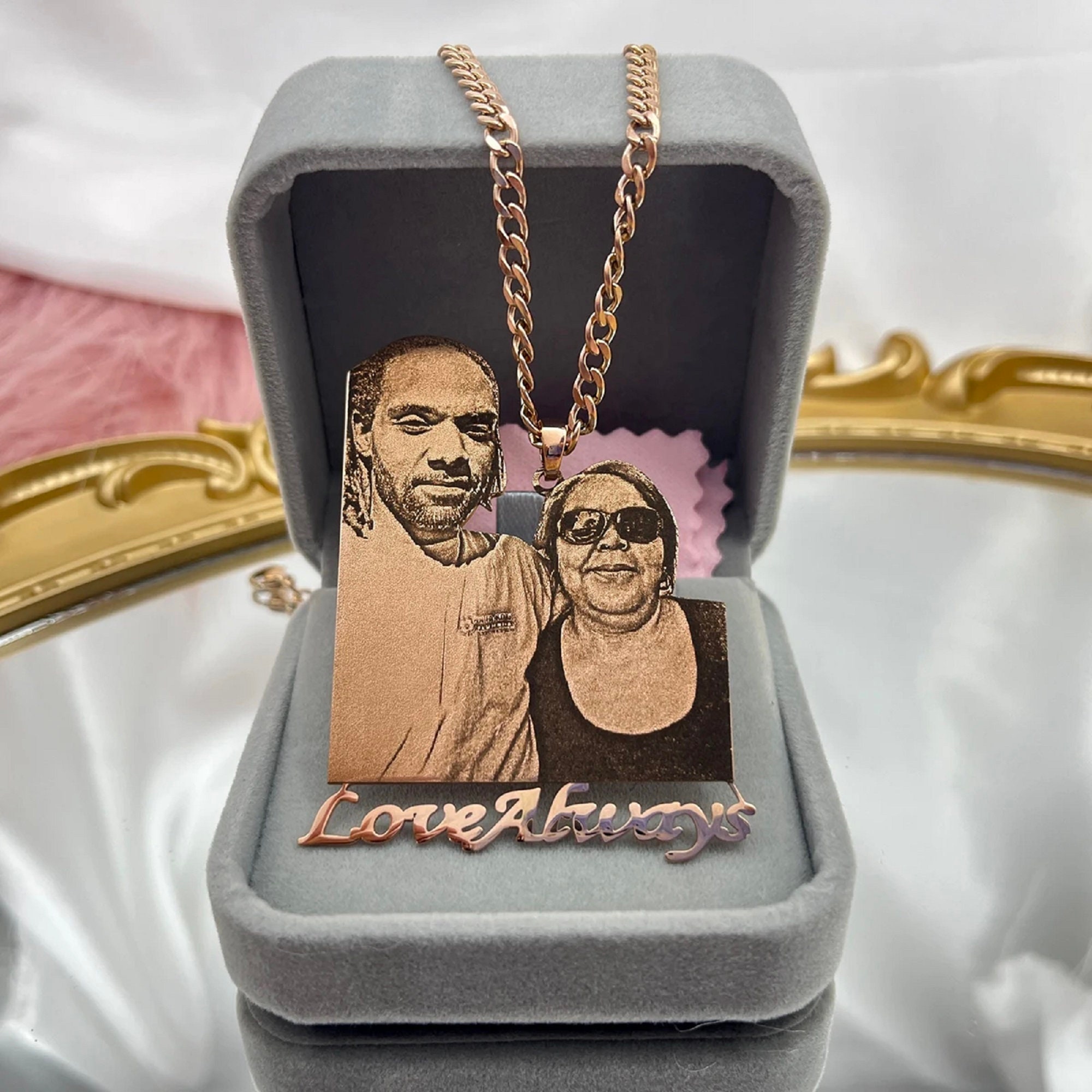 Personalized Gift Necklace Custom Photo With Name Plate Stainless Steel ...