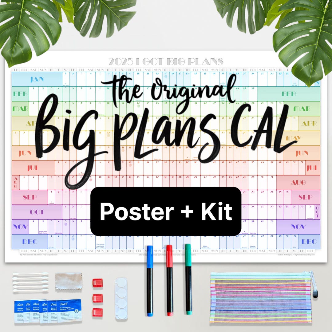 The Original BIG PLANS CAL 2025 Edition Annual Wall Planner & Erasable ...