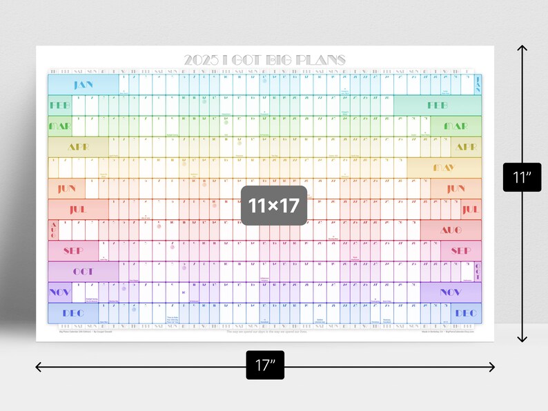 2025 Big Plans Calendar: Printable Wall Planner (11x17, 18x24, 24x36 ...