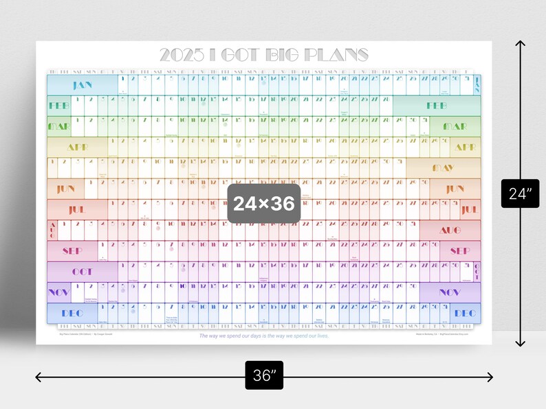 2025 Big Plans Calendar: Printable Wall Planner (11x17, 18x24, 24x36 ...