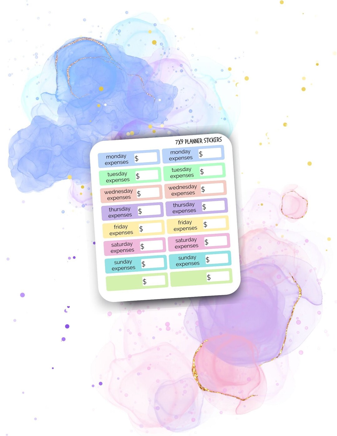 Weekly Expenses Sticker Sheet - Etsy