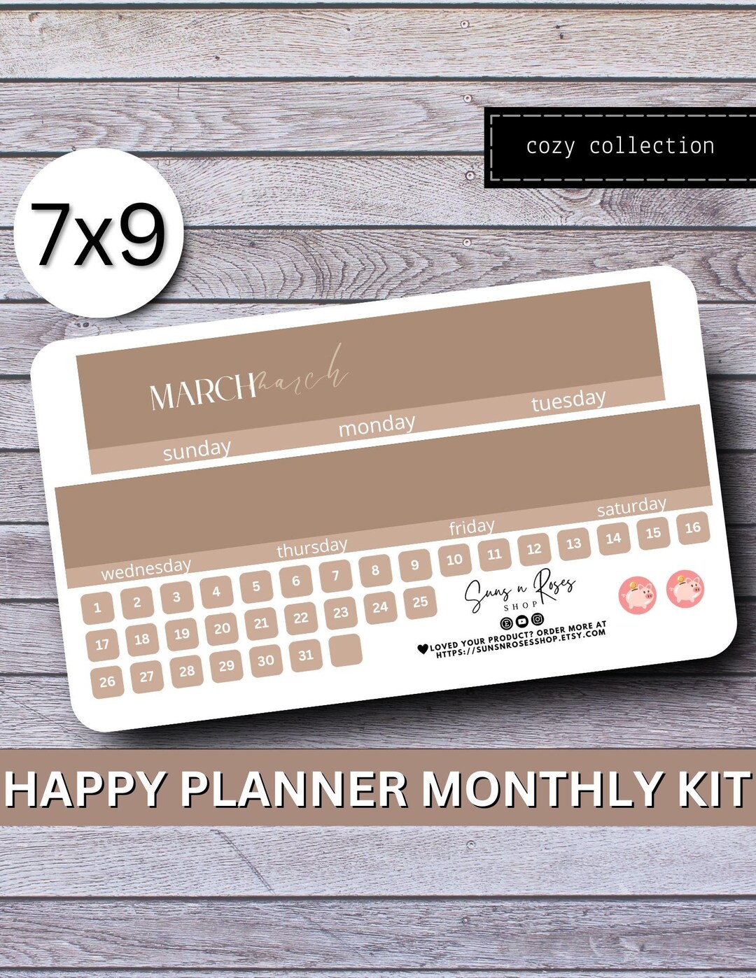 March Happy Planner Monthly Layout Sticker Kit Classic 7x9 Planner Kit ...