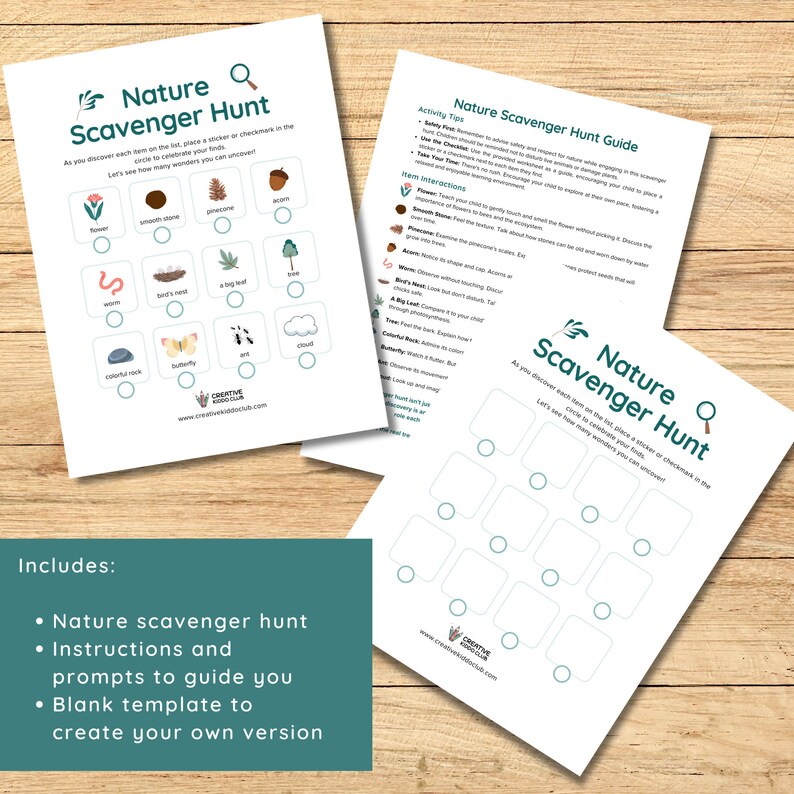 Kids' Outdoor Nature Scavenger Hunt - Educational Exploration Game ...