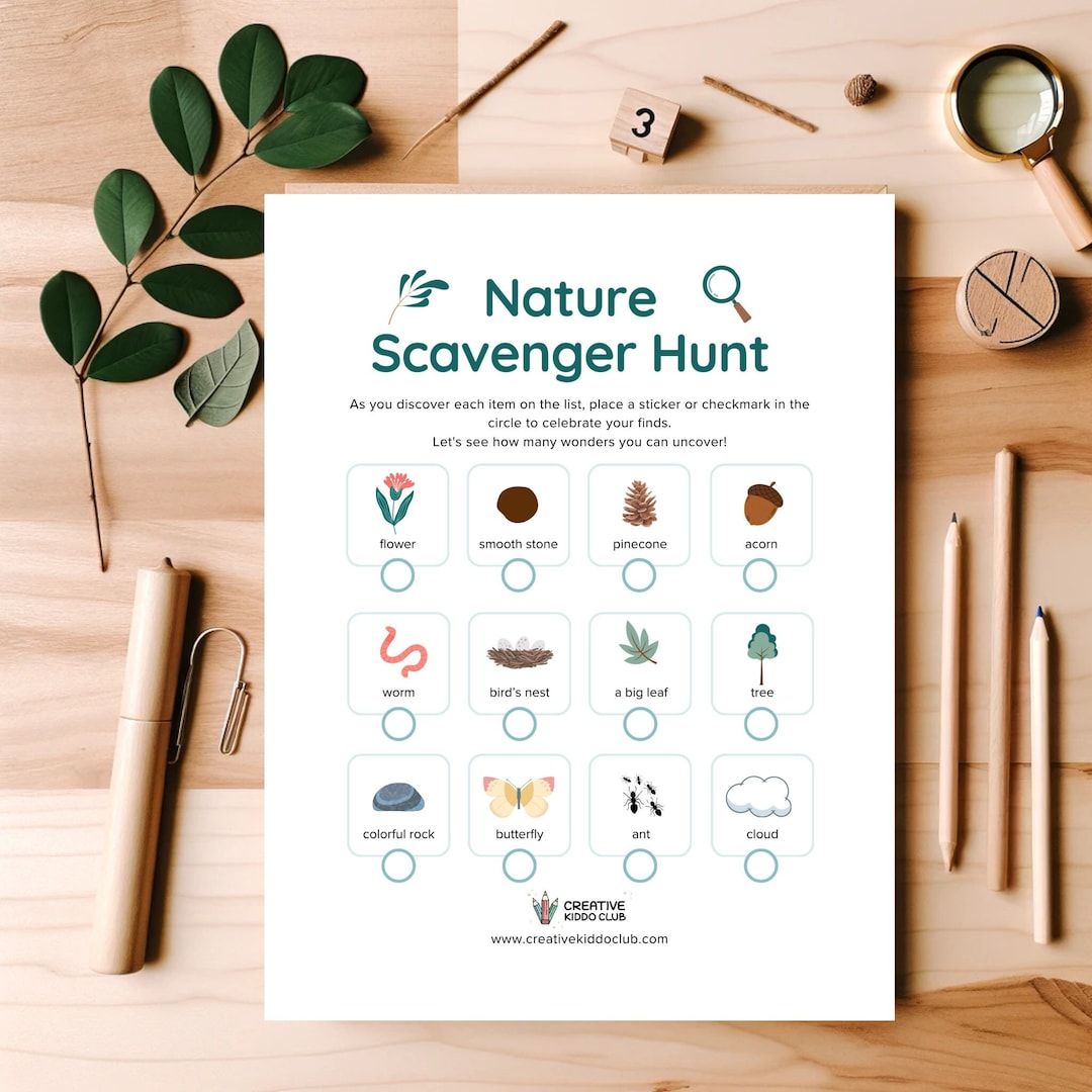 Kids' Outdoor Nature Scavenger Hunt - Educational Exploration Game ...
