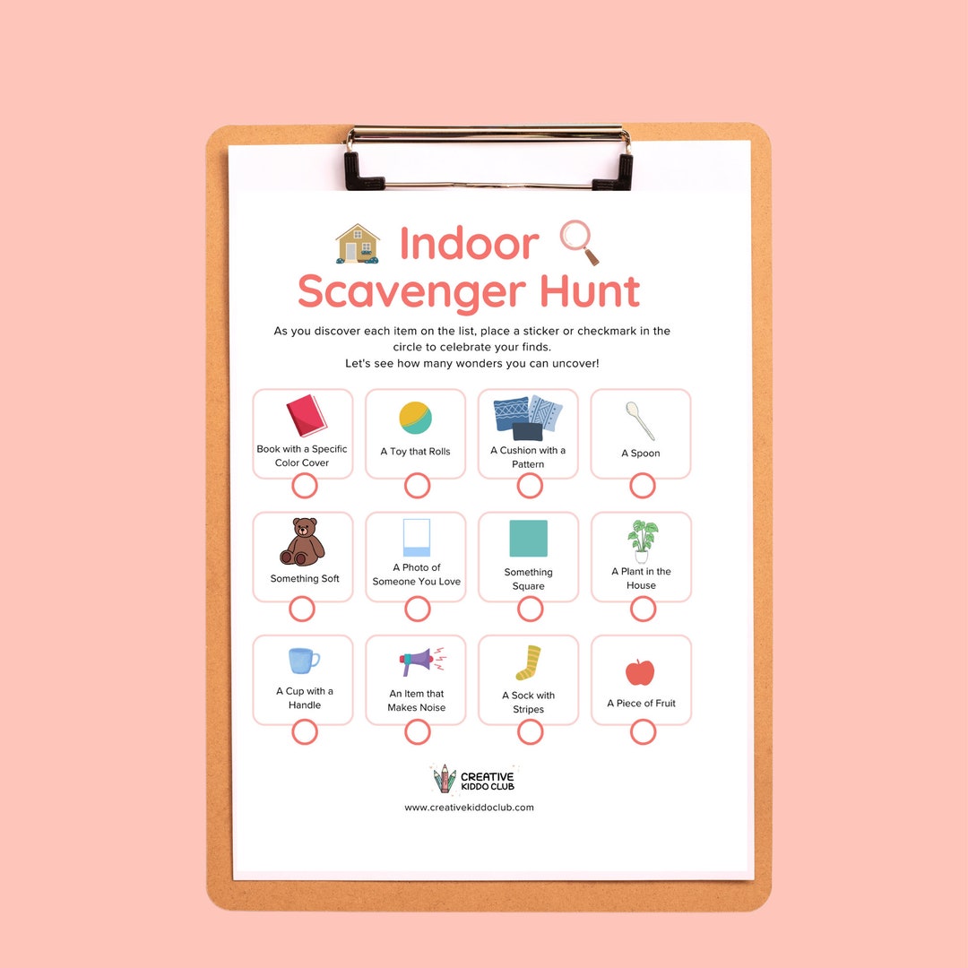 Indoor Scavenger Hunt Adventure - Family Fun Printable Game for Kids ...