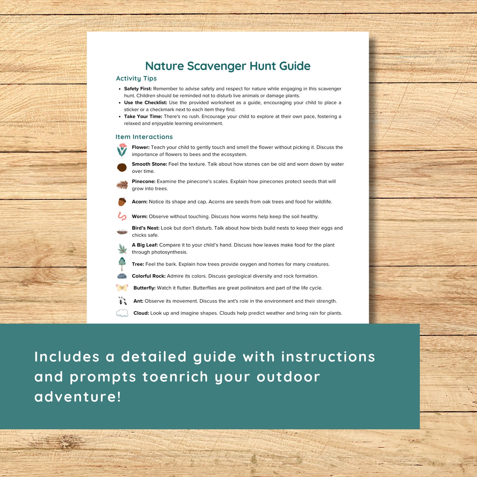 Kids' Outdoor Nature Scavenger Hunt - Educational Exploration Game ...