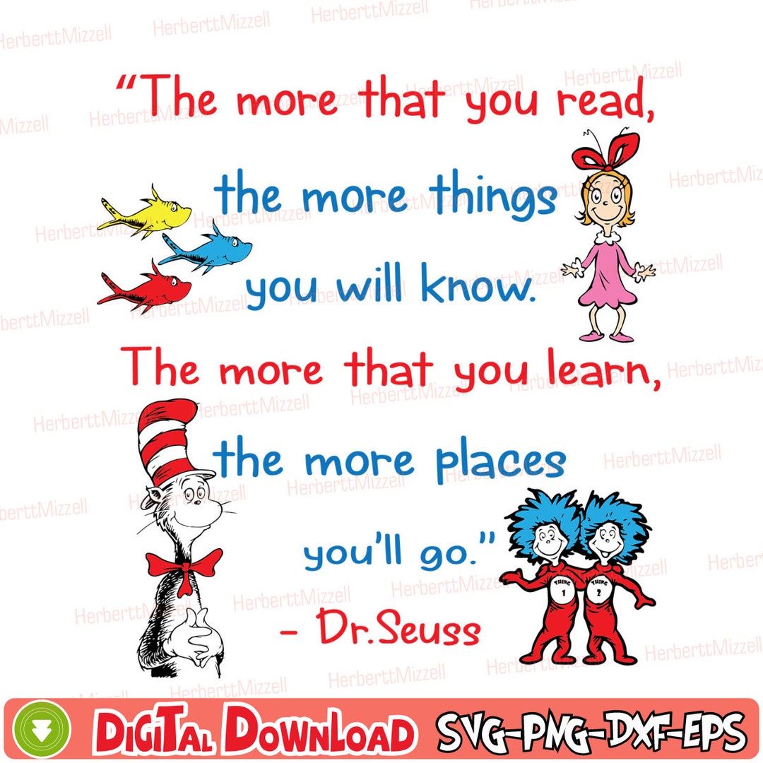 The More That You Read Dr Seuss Svg, Dr Seuss Svg, Cat in the Hat Svg ...
