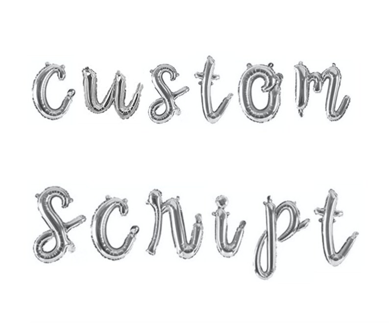 16 Script Cursive Silver Foil Letters Numbers Symbols Balloons Parties ...