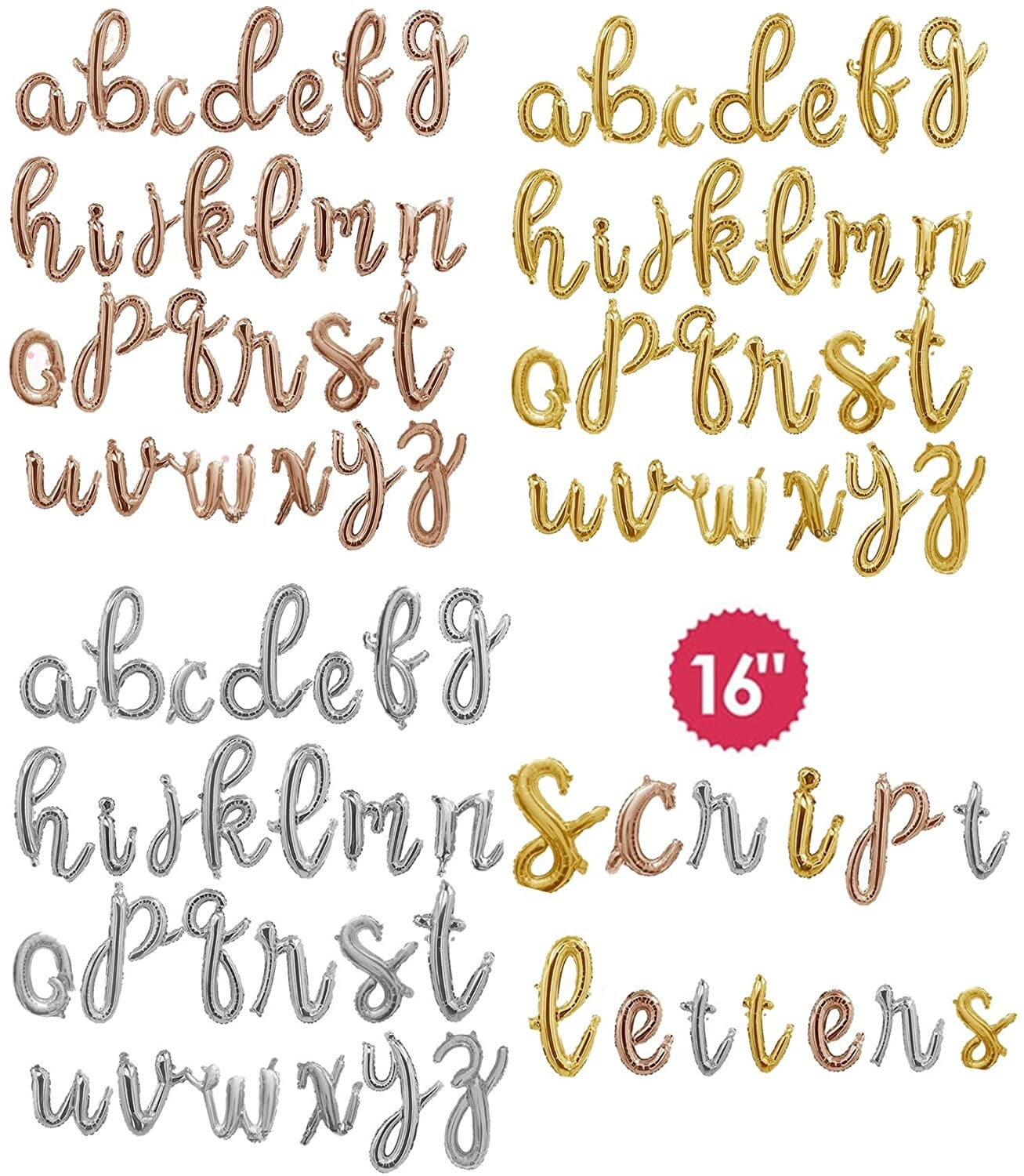 Script Cursive Foil Letters Numbers Symbols Foil Balloons Parties Party ...