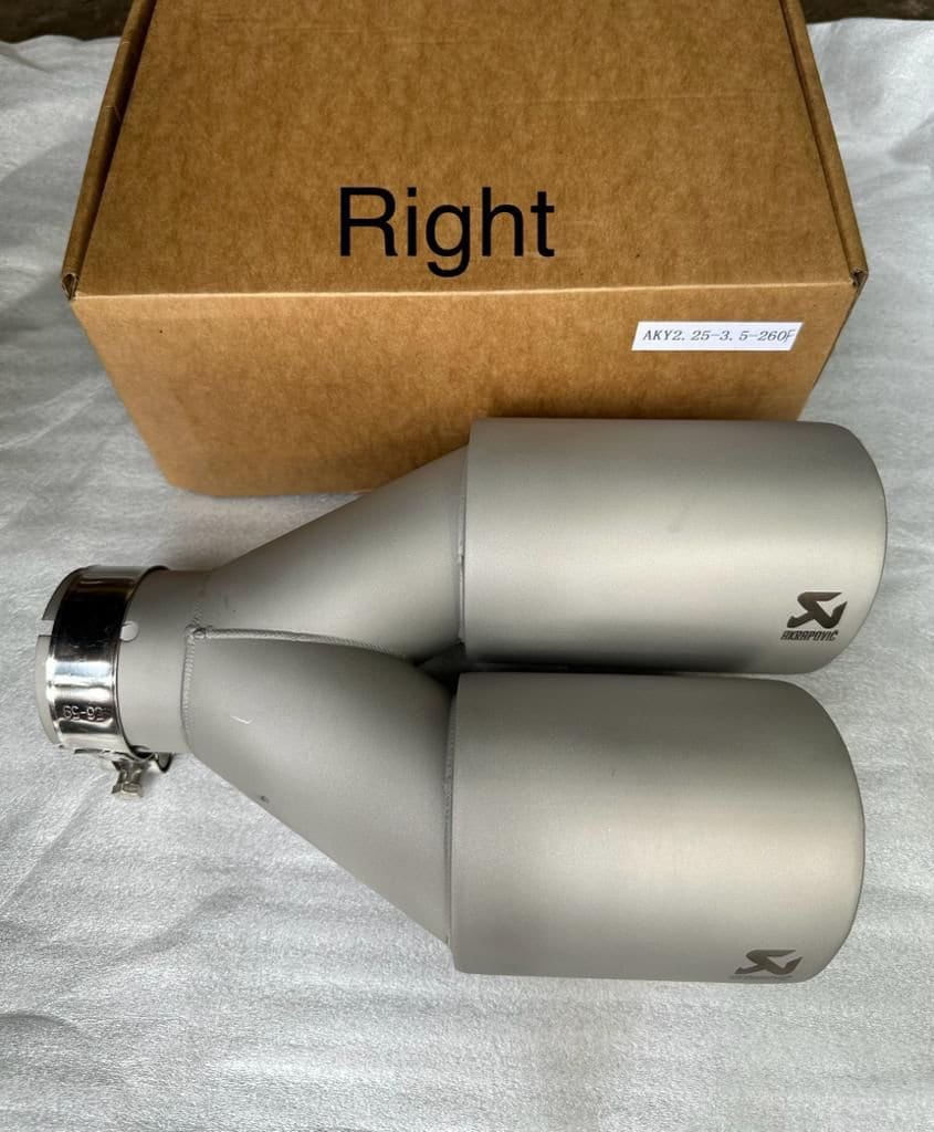 Akrapovic Twin Matte Silver Premium Exhaust Universal Tip VW Golf R ...