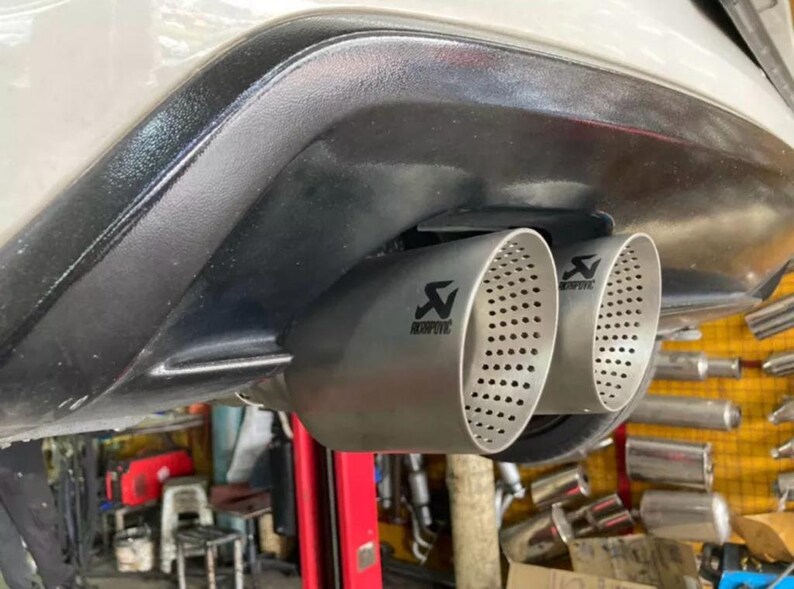 Akrapovic Twin Matte Silver Premium Exhaust Universal Tip VW Golf R ...
