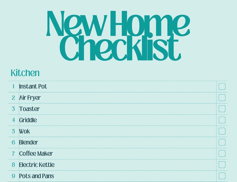 Kitchen Checklist - Etsy