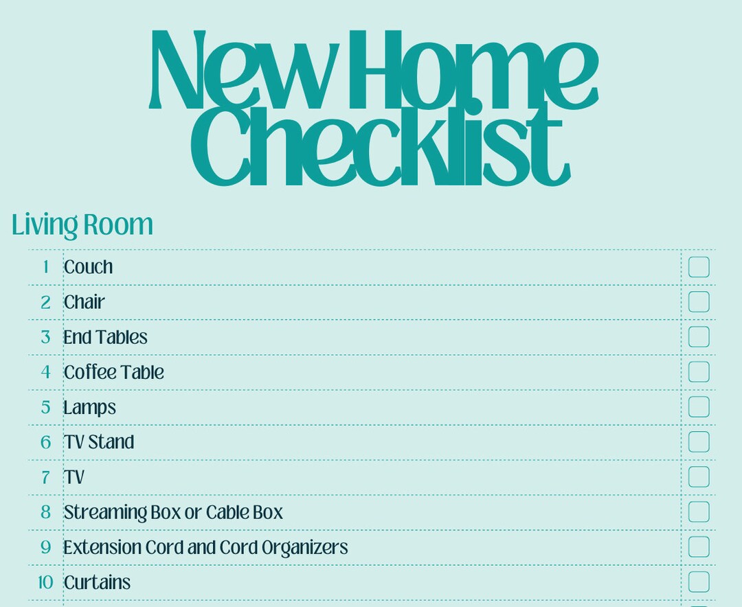 Living Room Checklist - Etsy