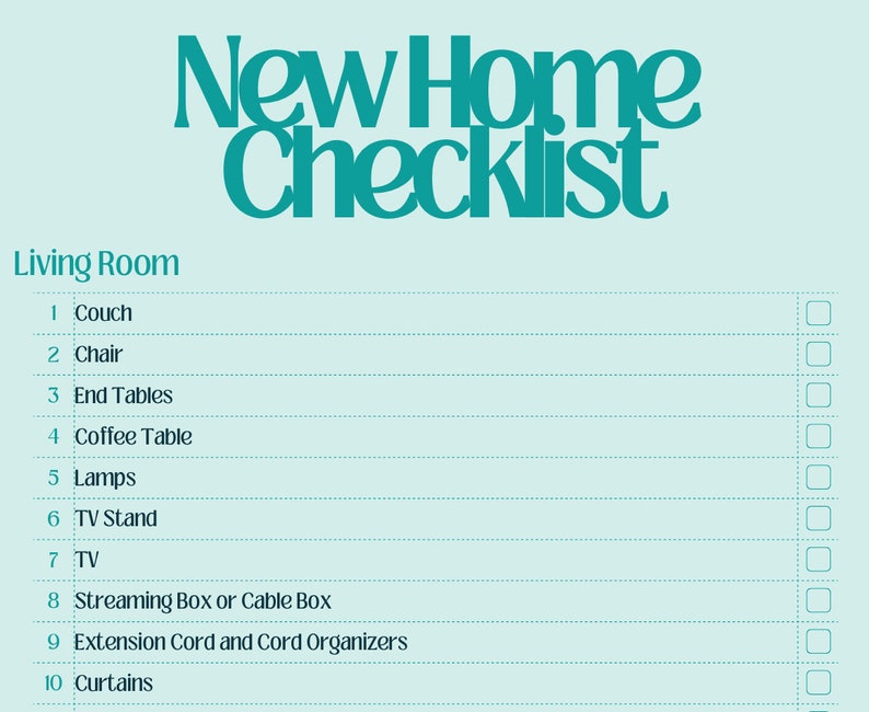 Living Room Checklist - Etsy