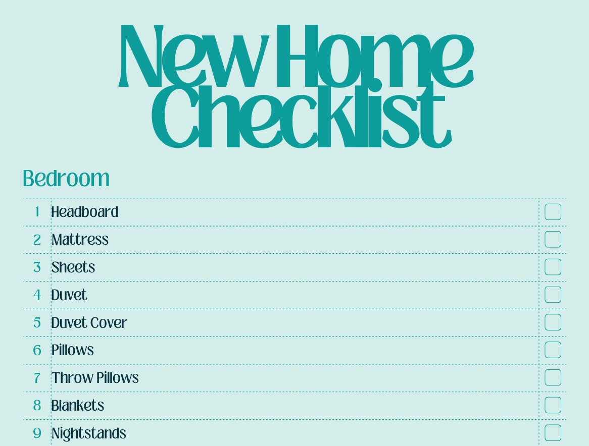 Bedroom Checklist - Etsy