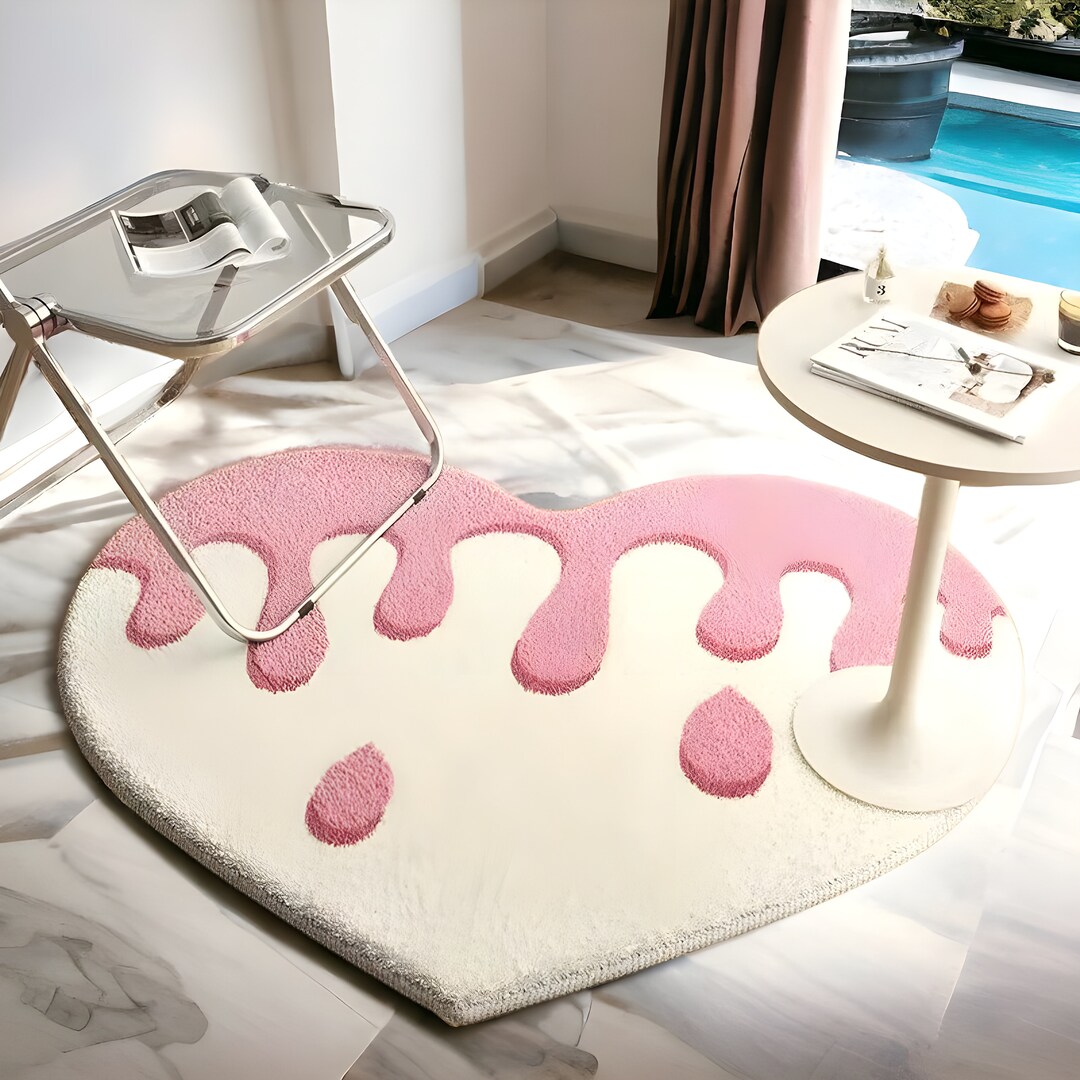 Pink Love: Ins Plush Heart Shape Rug Cute Decor for Bedroom and Living ...