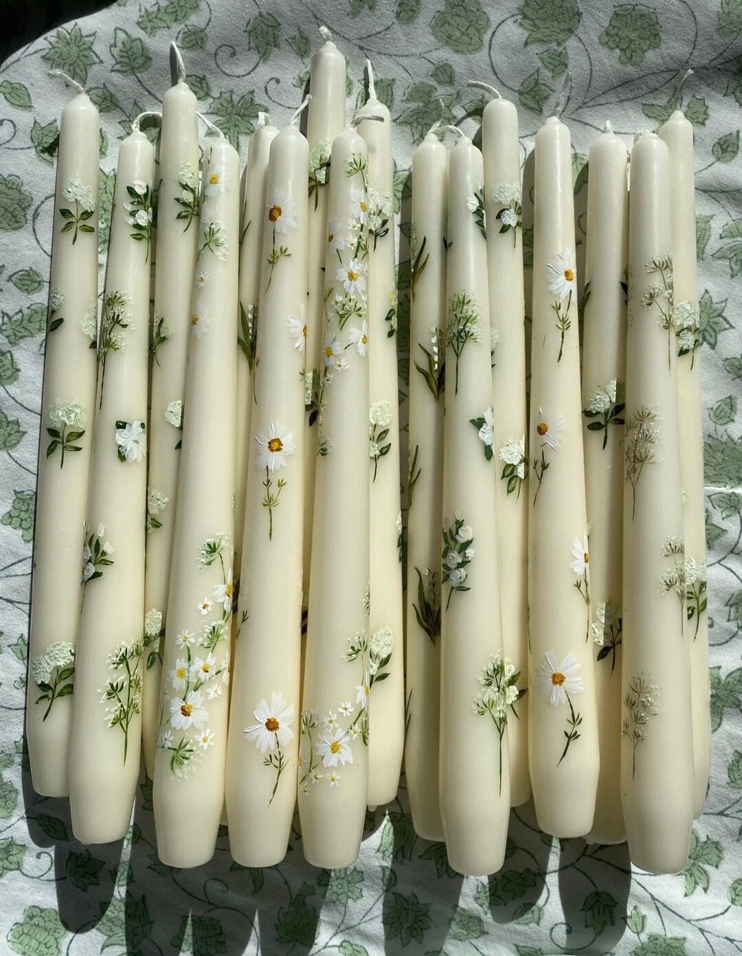 100 Pcs Wedding Taper Candles / Floral Candlestick/ Daisy Taper Candles Set/ Olive Tree Candle ...