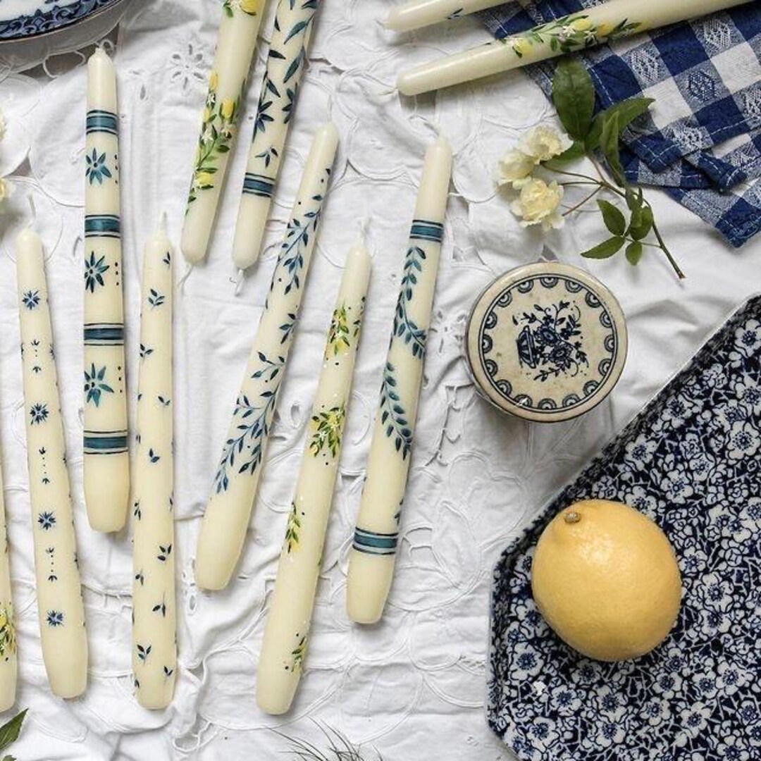 Tile Patterned Taper Candles - Handmade Unity Set of 2 - Etsy