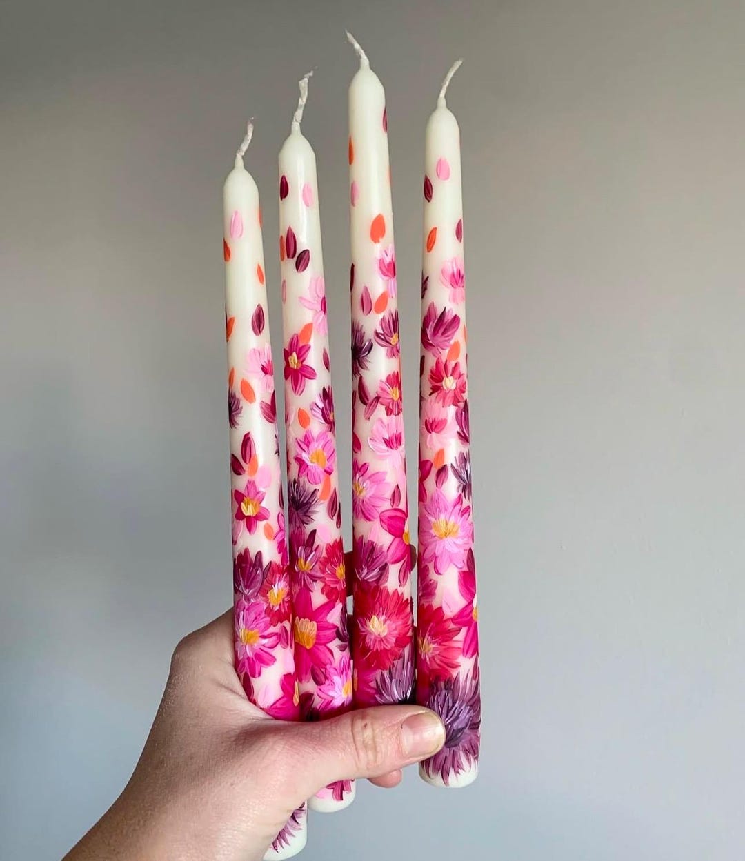 Floral Taper Candles: Set of 2, Personalized Wedding Decor - Etsy