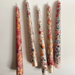 Set of 2 Flowers Pattern Taper Candle.daisy Pattern Table Candle ...